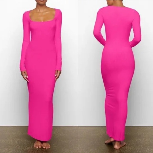 SKIMS | Dresses | New Skims Hot Pink Limited Edition Long Sleeve Soft ...
